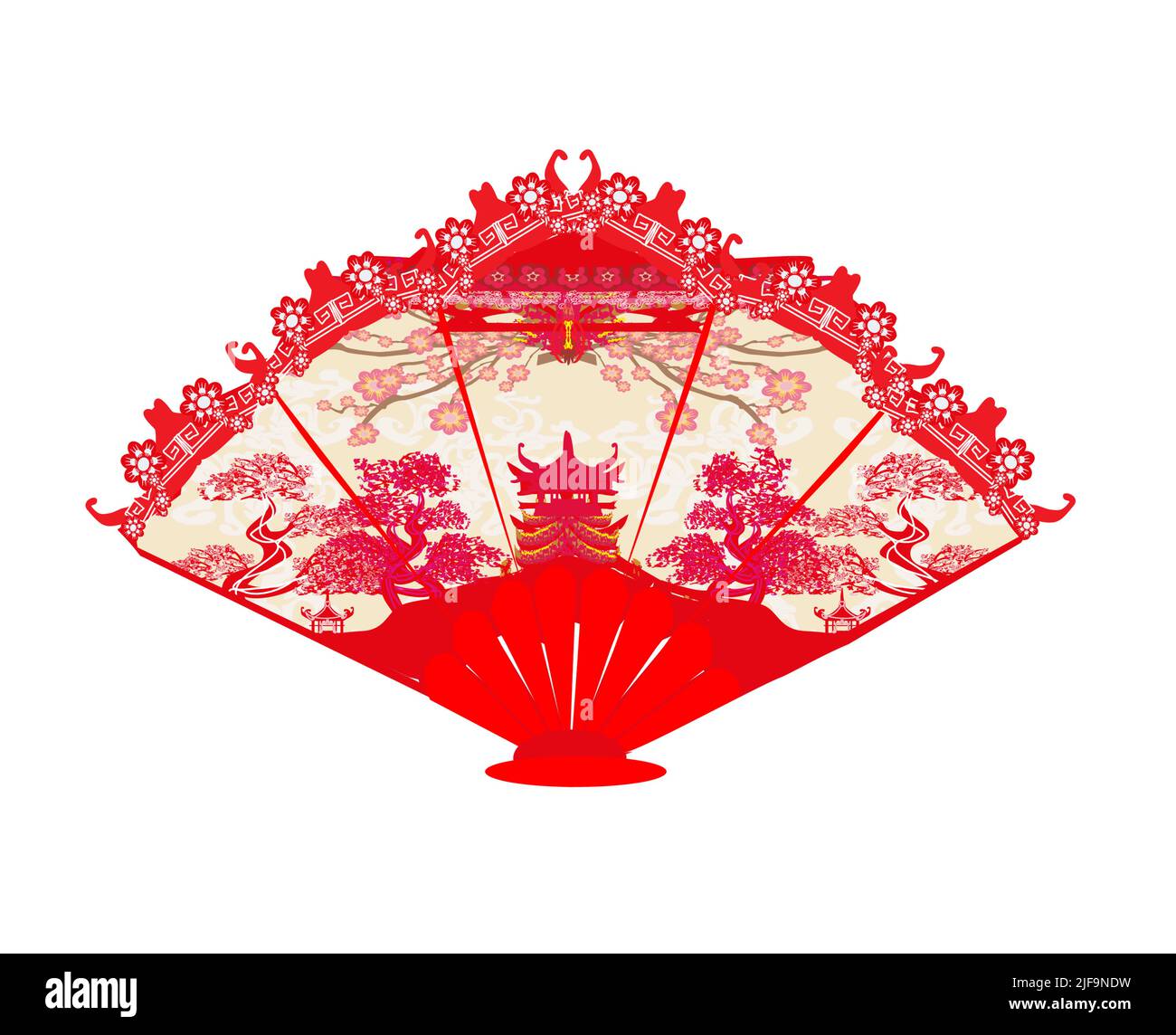 Chinese art fan border hi-res stock photography and images - Alamy