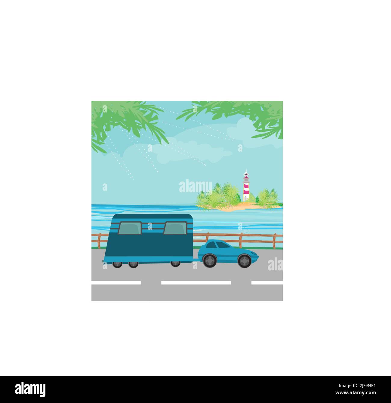 Camper sunset sea Stock Vector Images - Alamy