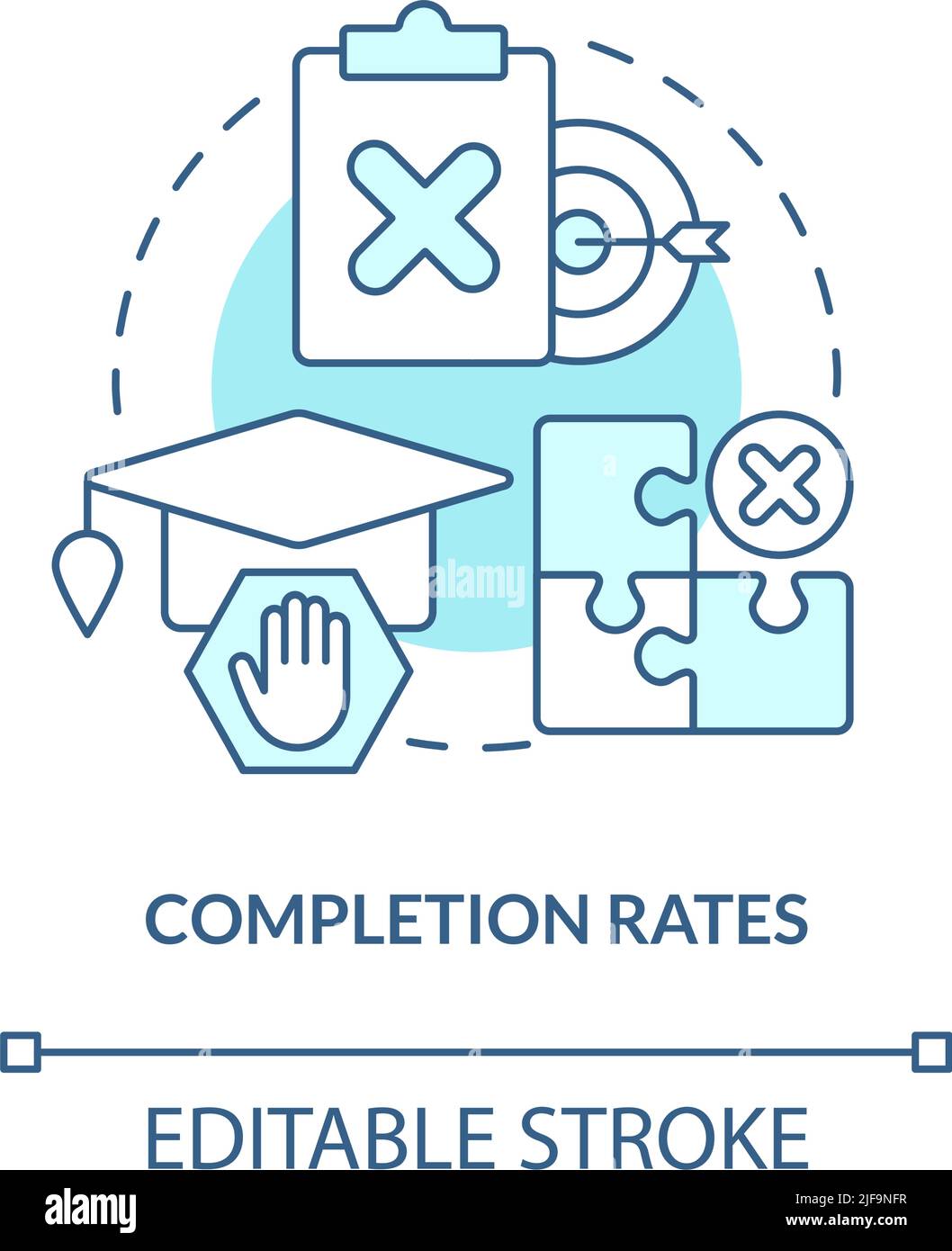 Completion rates turquoise concept icon Stock Vector Image & Art - Alamy