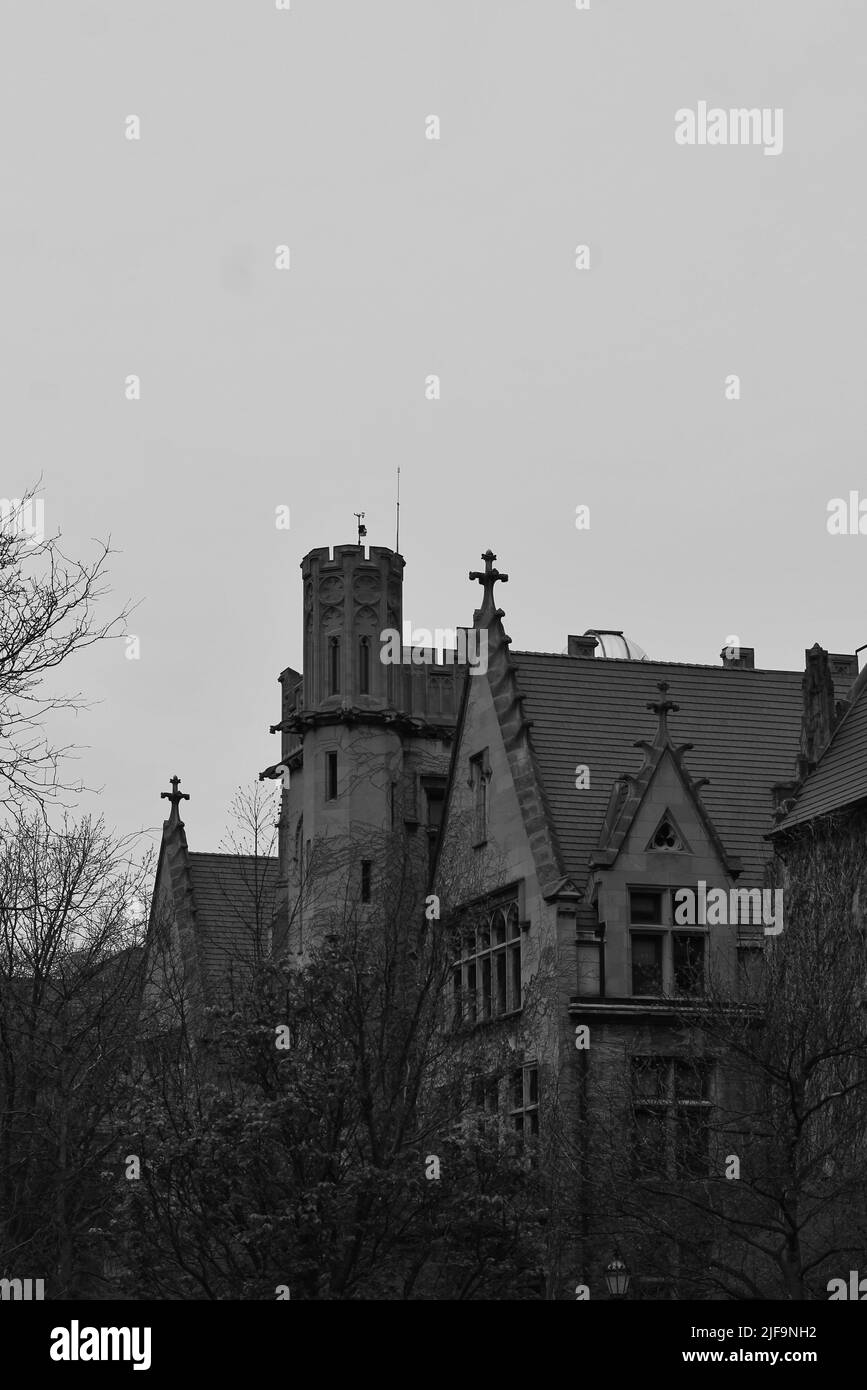 Elaborate and ornate Gothic stone tower with lots of intricate ...