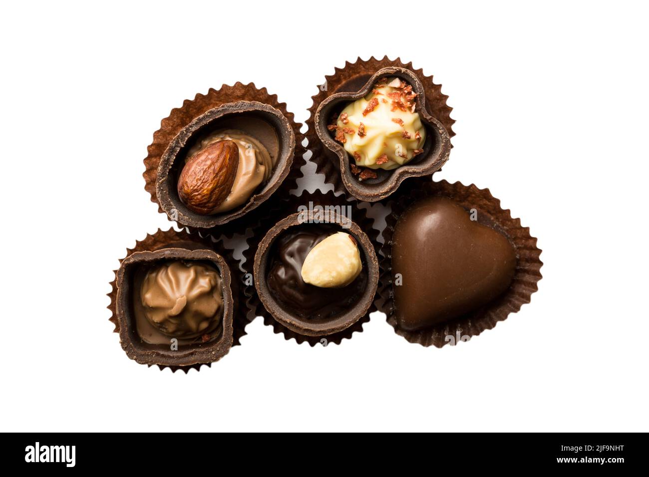 Top view Chocolate candy isolated on white background with clipping ...