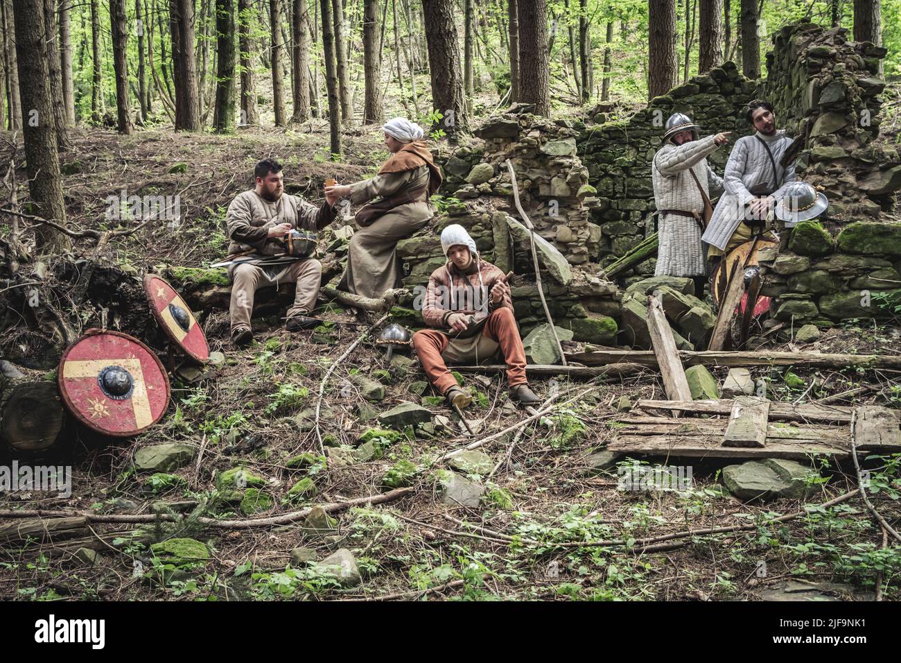 Customs and traditions in 13th century Italy. Pilgrims Stock Photo - Alamy