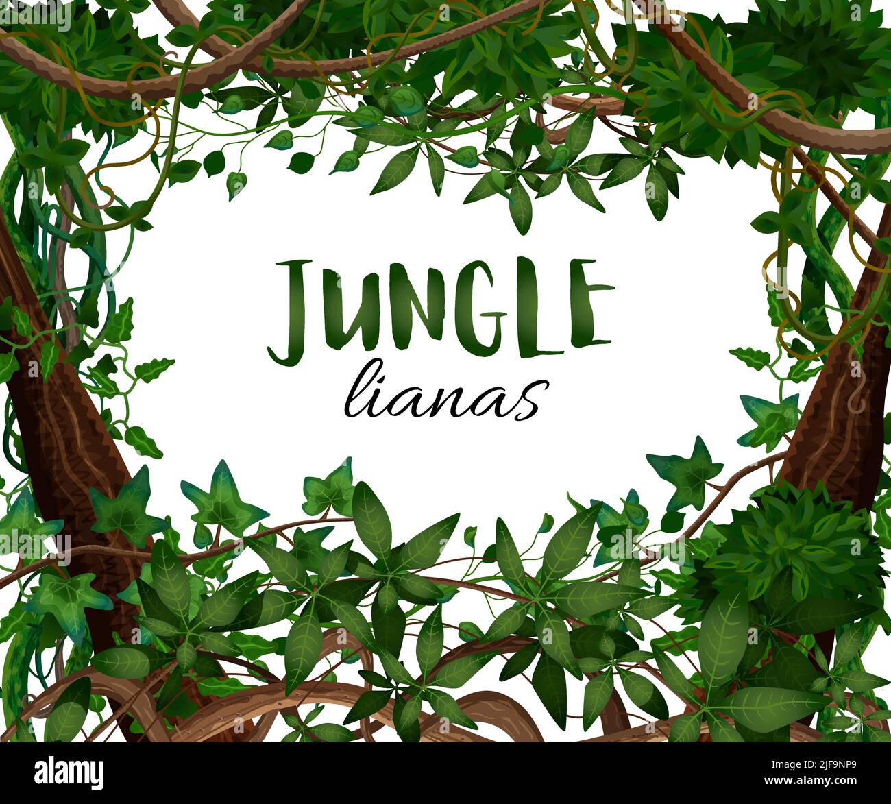 Tropical twining lianas realistic frame with hedera ivy climbing vine ...