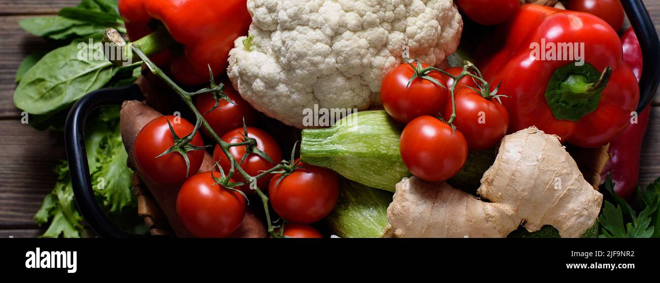 various vegetables background. Health vegan and vegetarian food concept ...