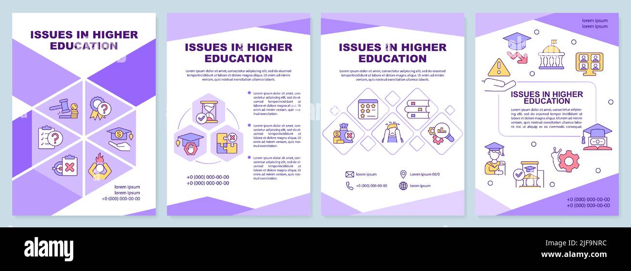 Issues In Higher Education Purple Brochure Template Stock Vector Image