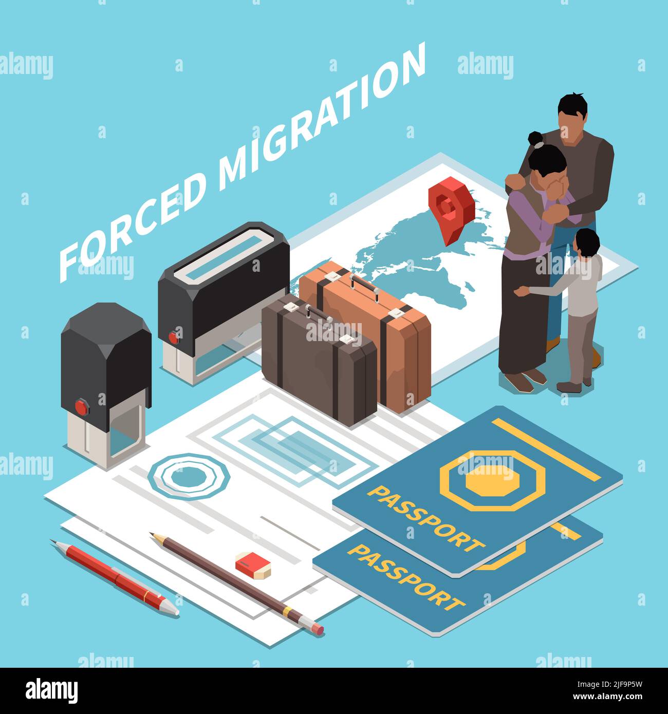 Population mobility migration displacement isometric composition with ...