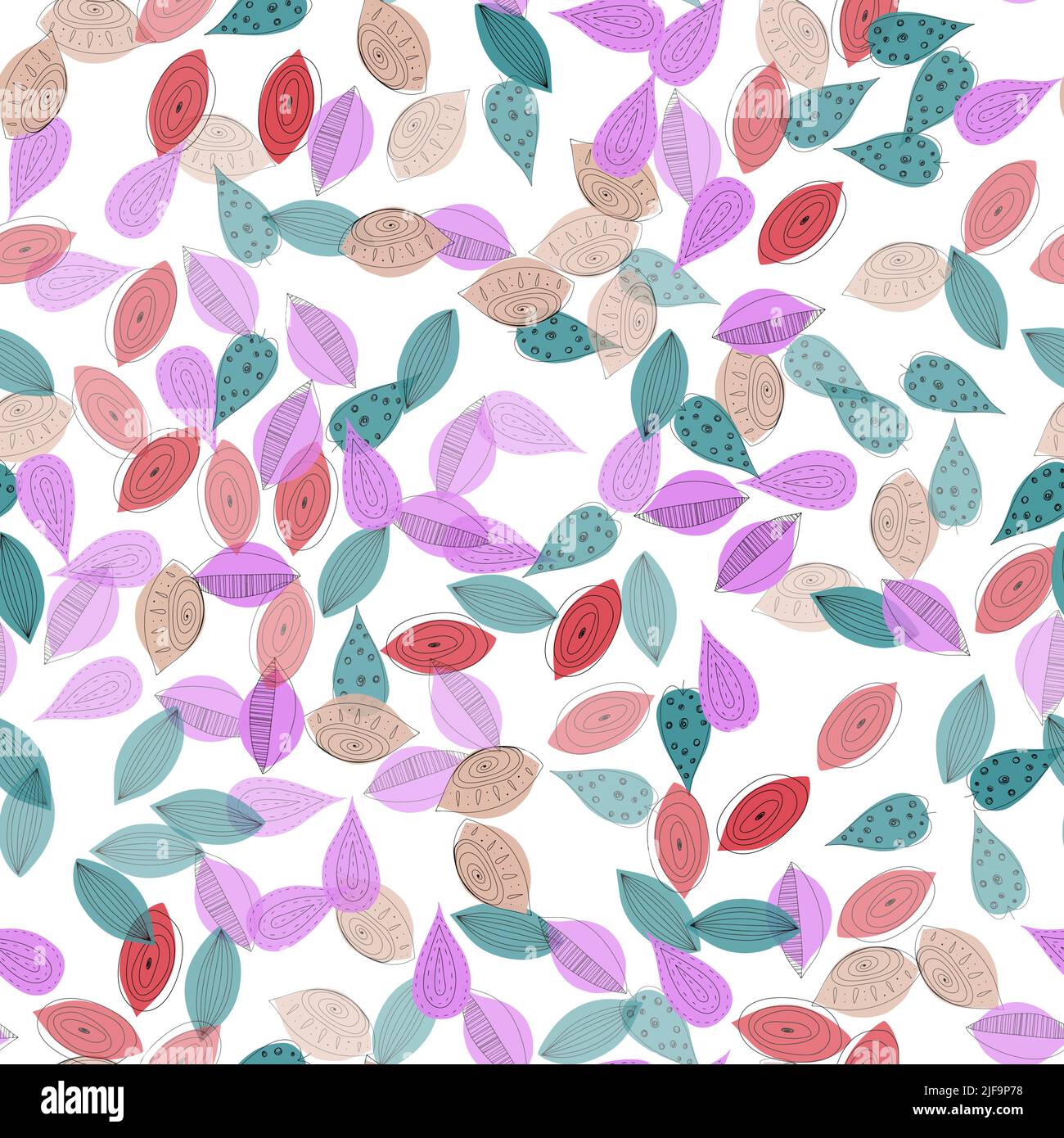 Fall leaf vector illustration. Seamless pattern. Hand drawn colorful ...