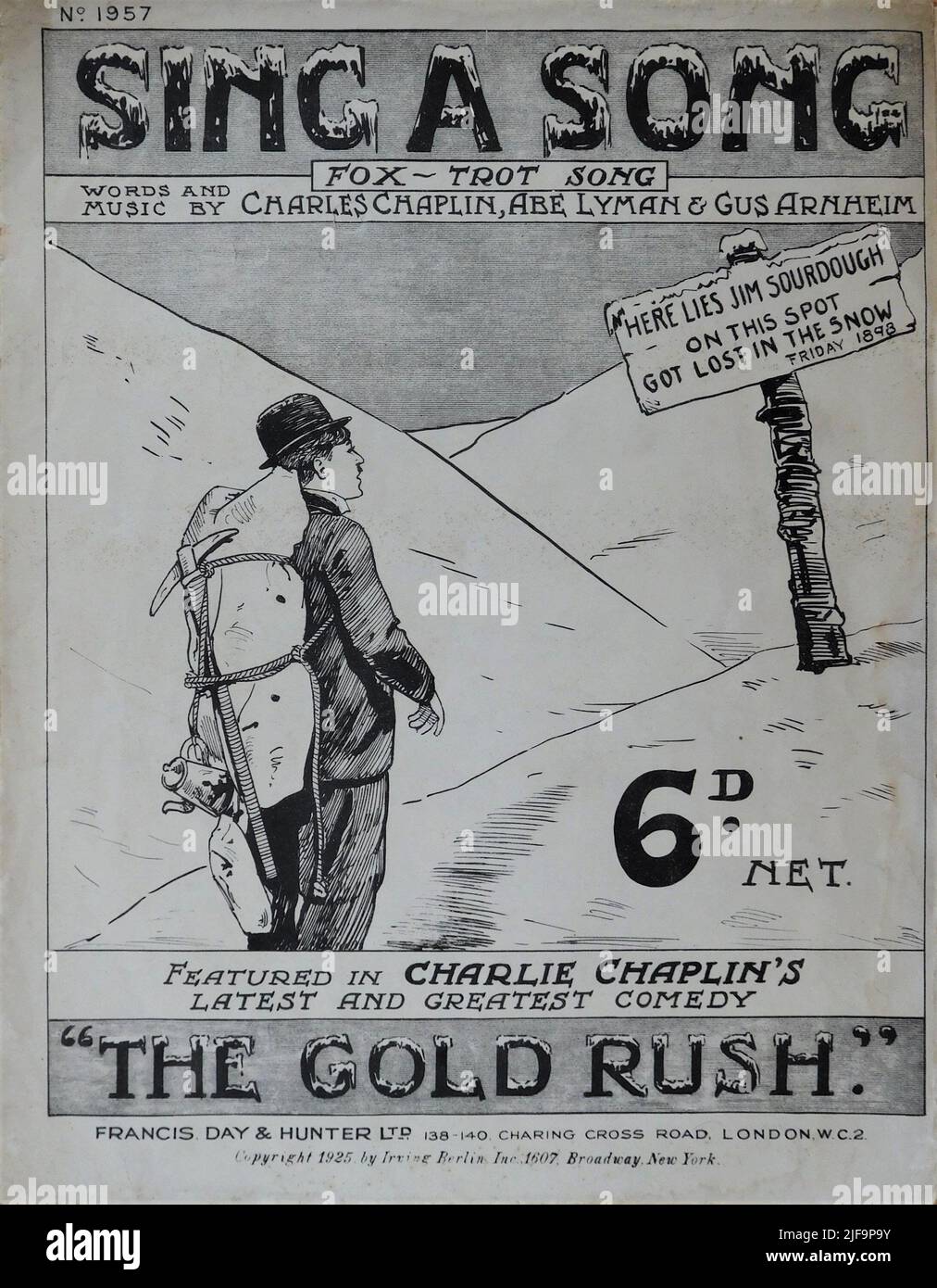 British Sheet Music for song from CHARLIE CHAPLIN in THE GOLD RUSH 1925 ...