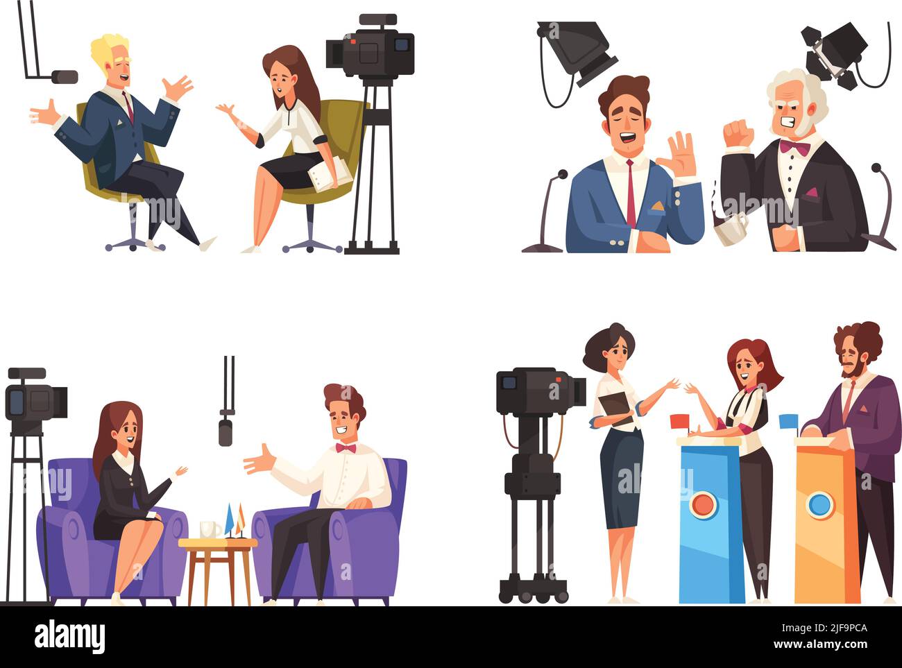 Political talk show 2x2 compositions including interview with ...