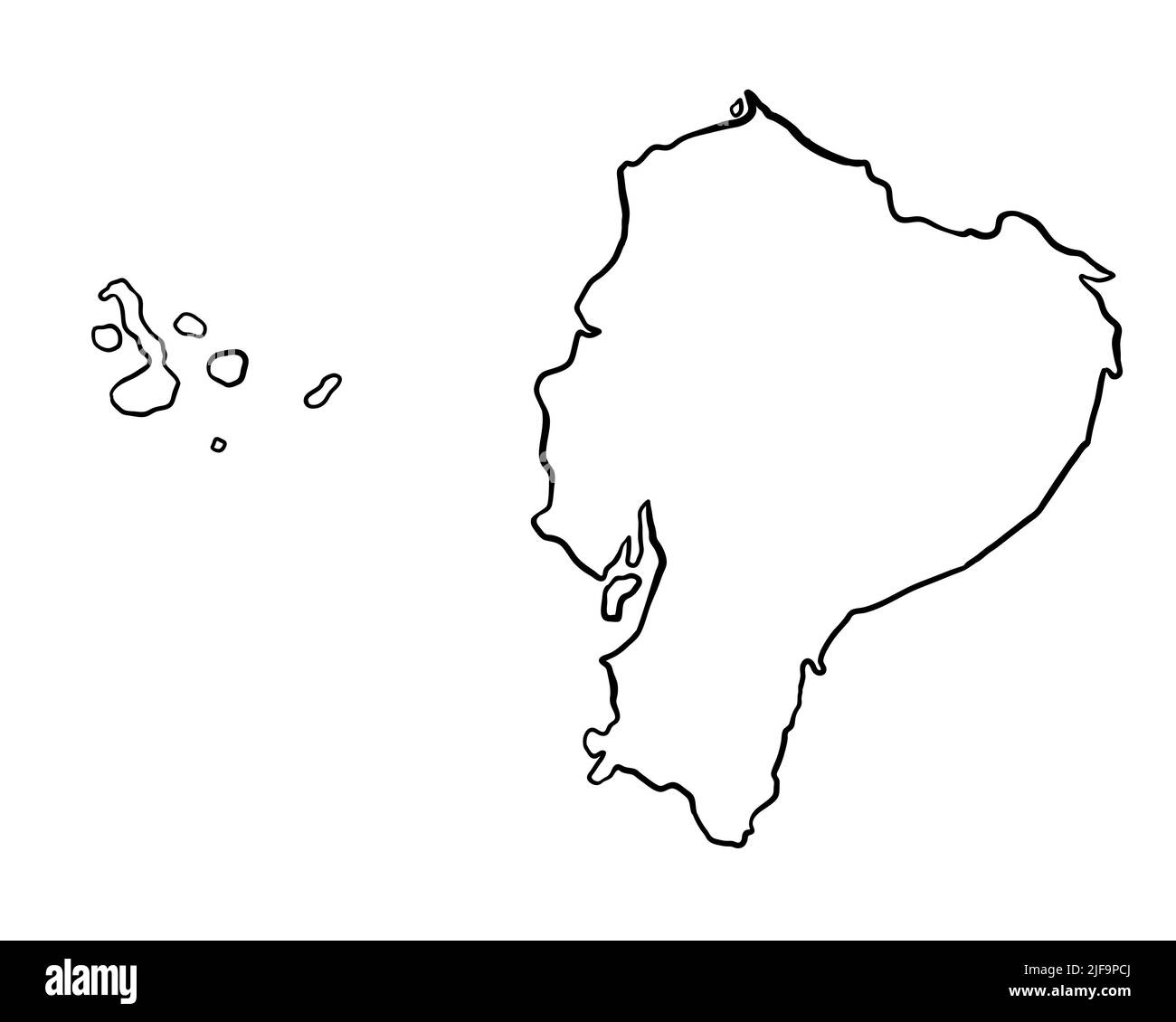 Ecuador - Hand-Drawn Map lllustration Stock Photo - Alamy