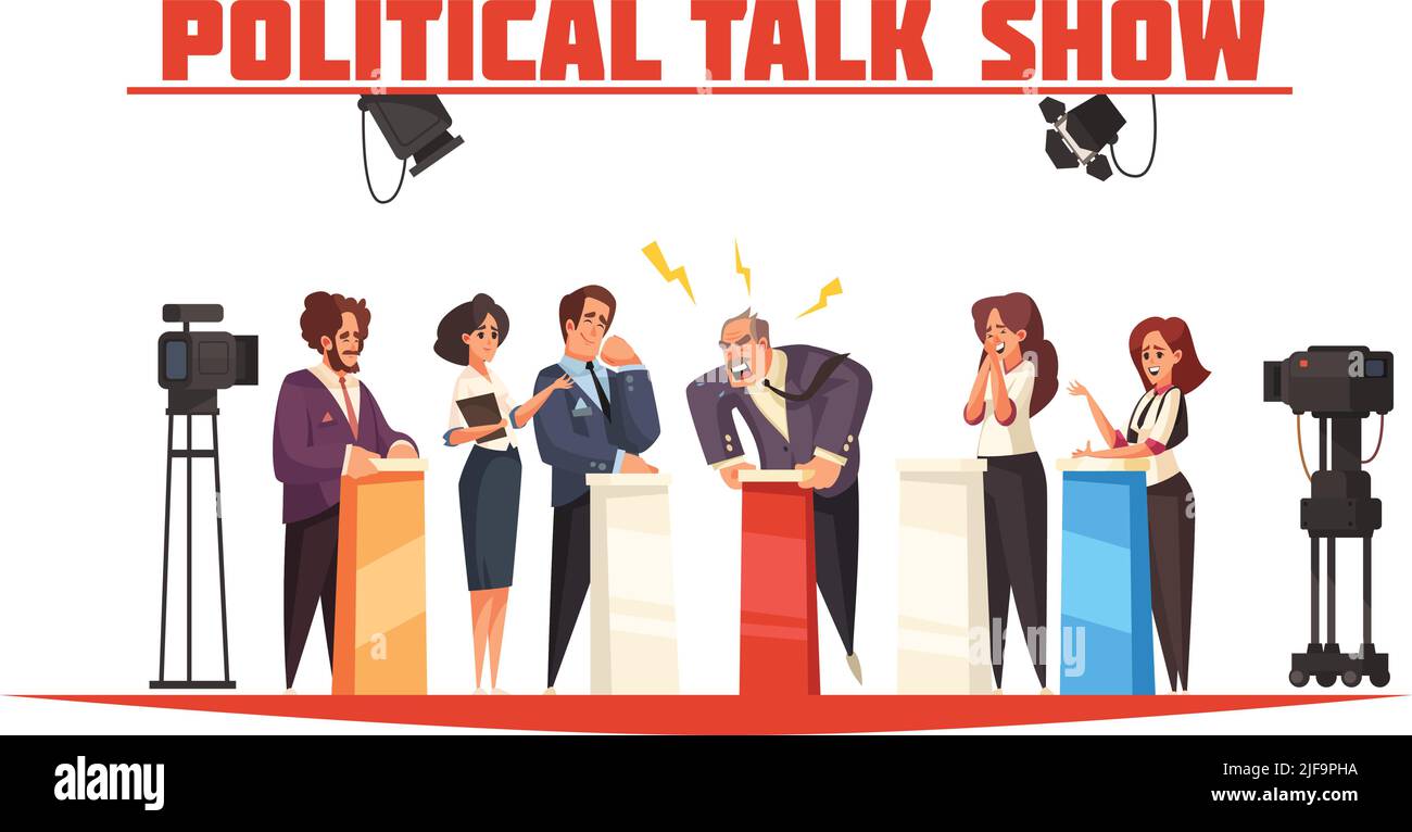 Political talk show vector illustration with group of people standing ...