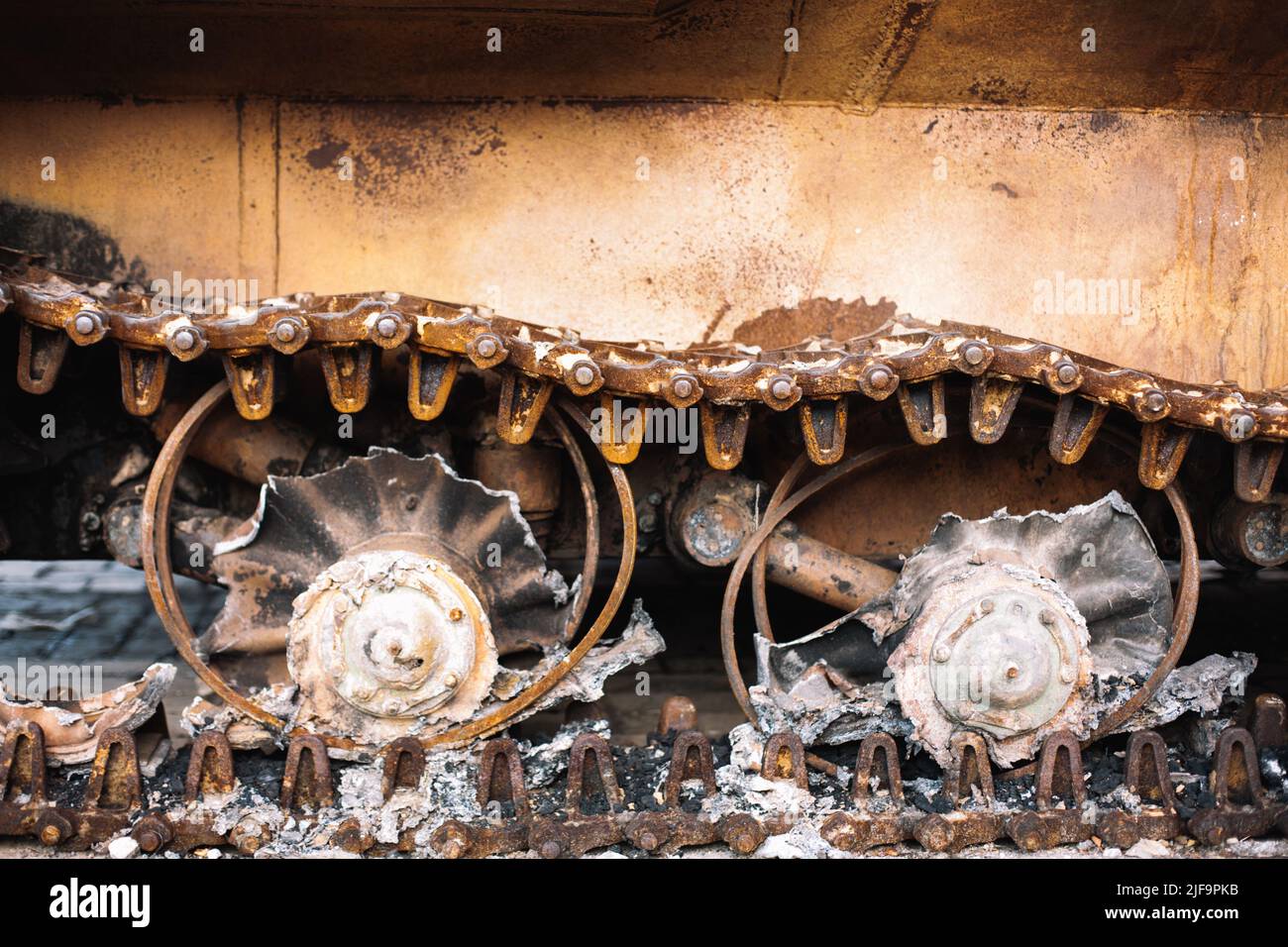 Destroyed and burned russian armored military vehicle close up Stock ...