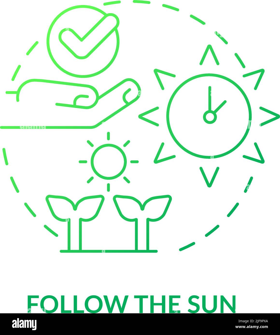 Follow sun green gradient concept icon Stock Vector Image & Art - Alamy