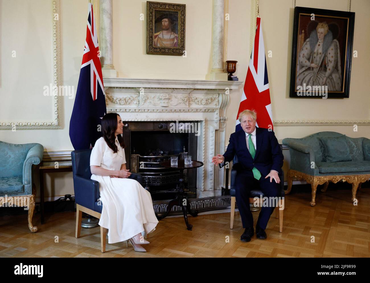 Prime Minister Boris Johnson with Prime Minister of New Zealand Jacinda ...