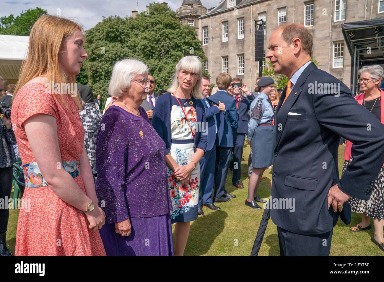 The Earl of Wessex meets (from left) Jennifer Shaw, Elspeth Shaw and ...