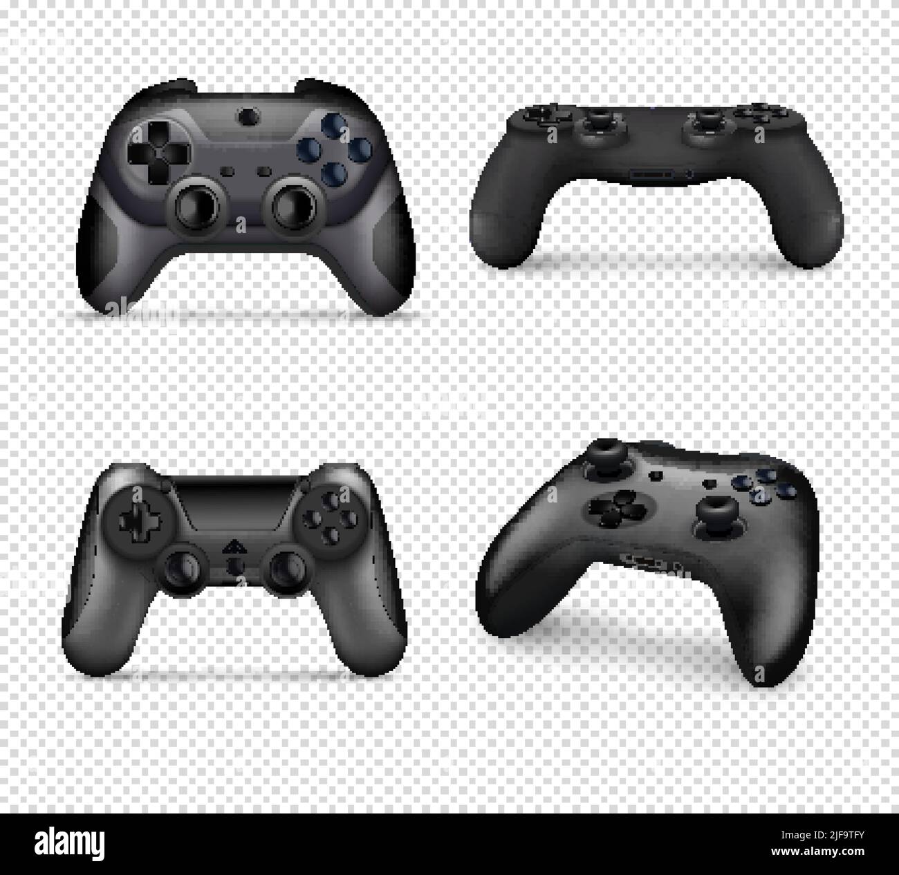 Realistic monochrome set of different models of controllers on ...