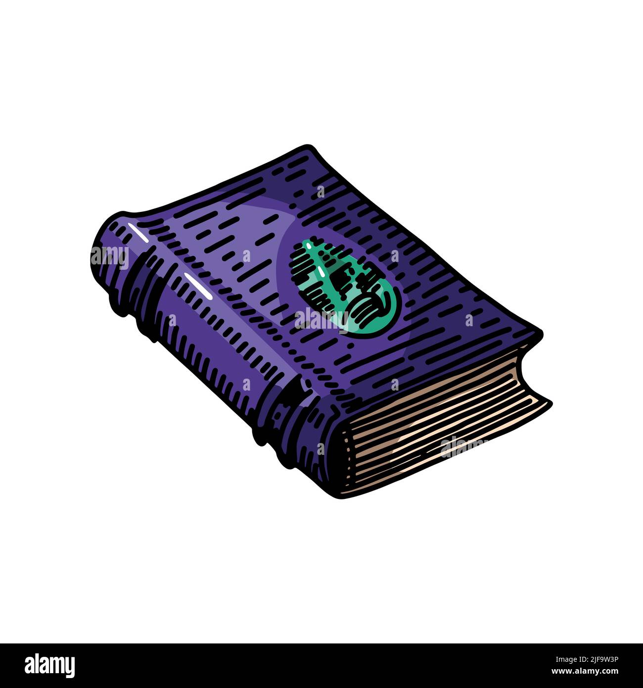 Magic book for witch, book of spells and witchcraft. Hand drawn vector ...