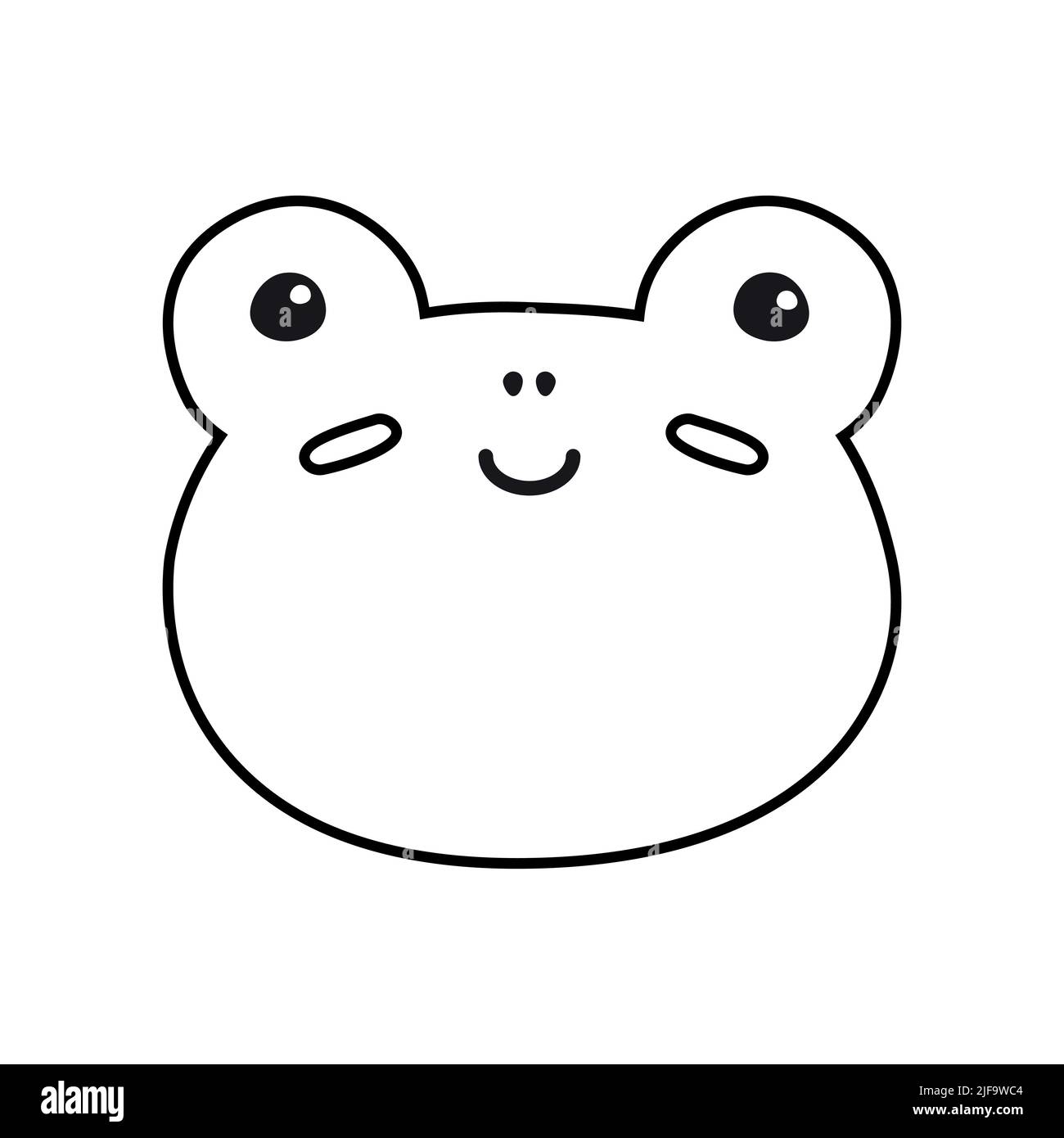 Vector flat hand drawn outline frog face head isolated on white ...