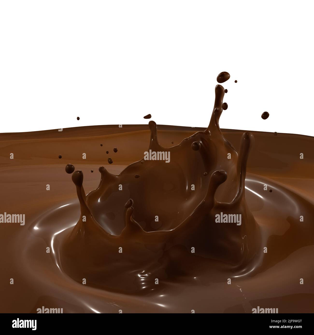 3D Rendering of Isolated Liquid Chocolate Splash with Swirling Ripple ...