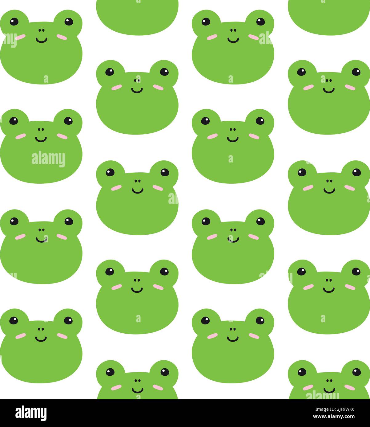 Vector seamless pattern of flat hand drawn frog face head isolated on ...