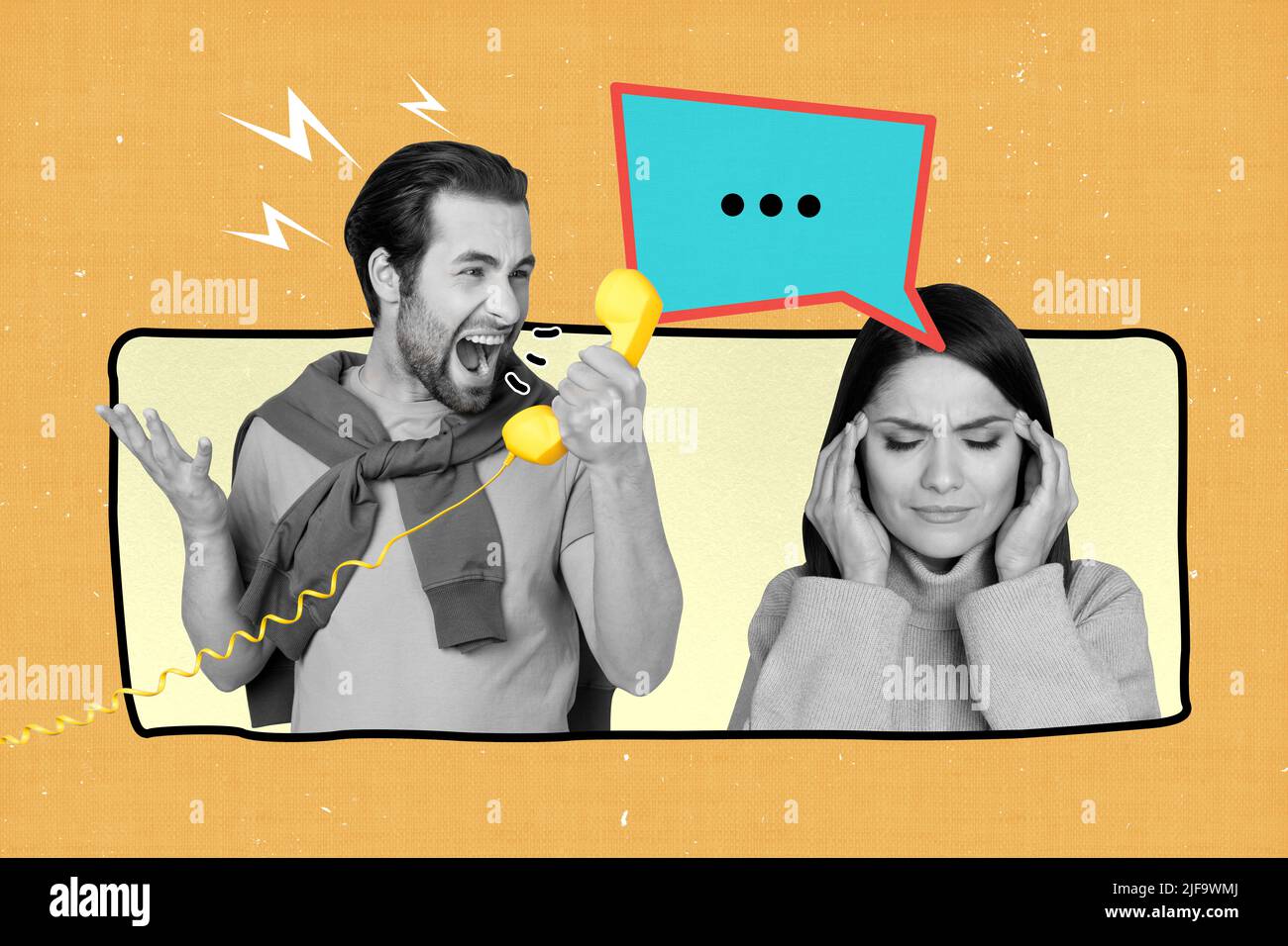 Collage 3d image of pop retro sketch image of angry man screaming ...