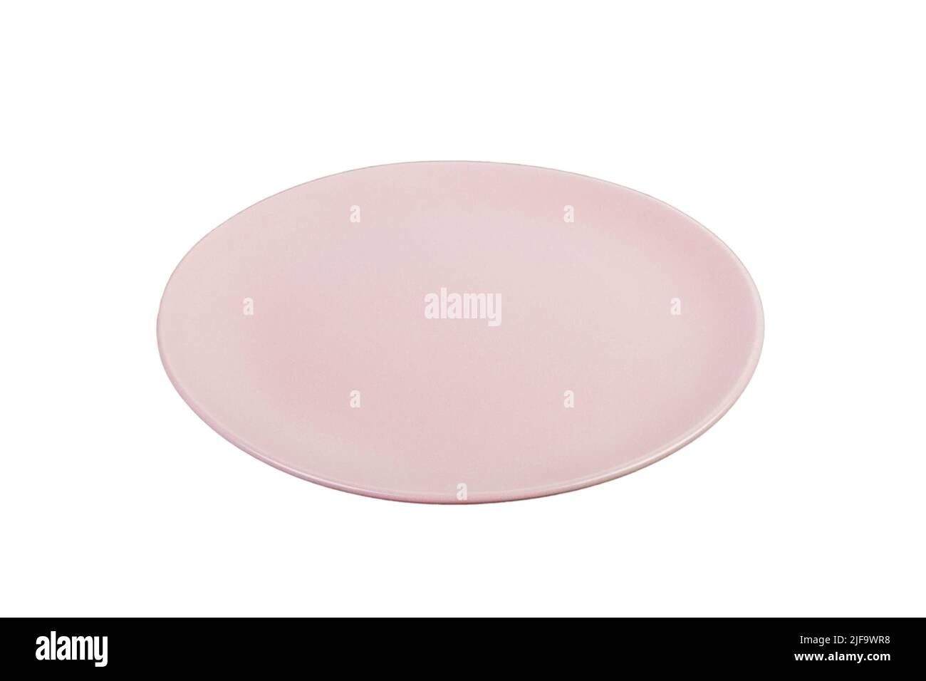 Top view of empty pink plate on isolared white background Stock Photo ...