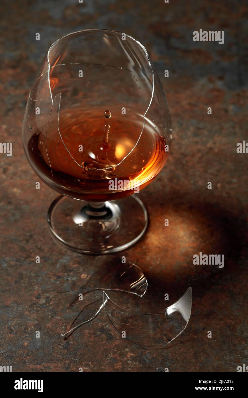 Broken glass drink whiskey hi-res stock photography and images - Alamy