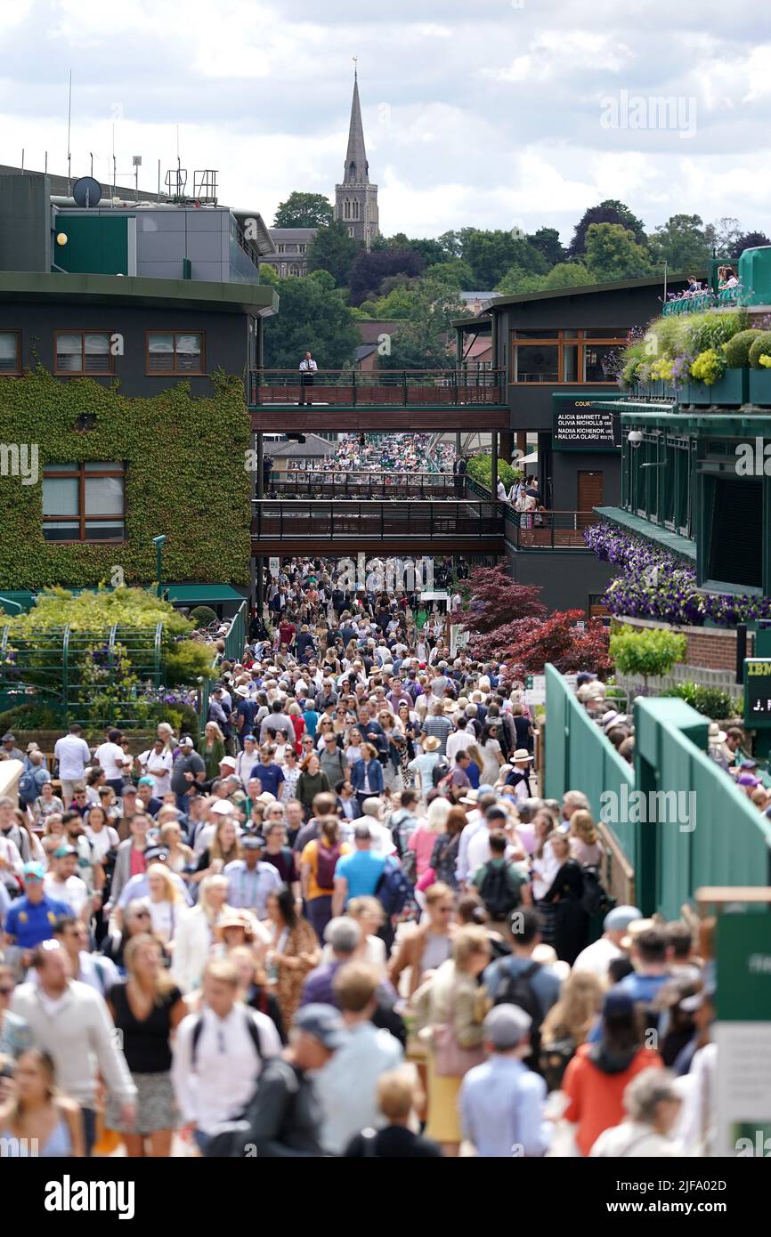 General view of spectators during day five of the 2022 Wimbledon ...