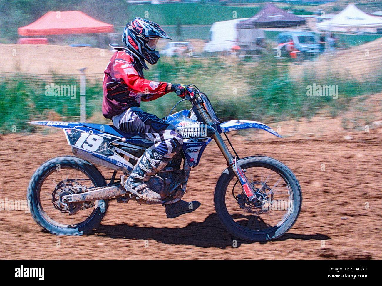 Motocross motor bike running in the track. Yamaha MX Stock Photo - Alamy