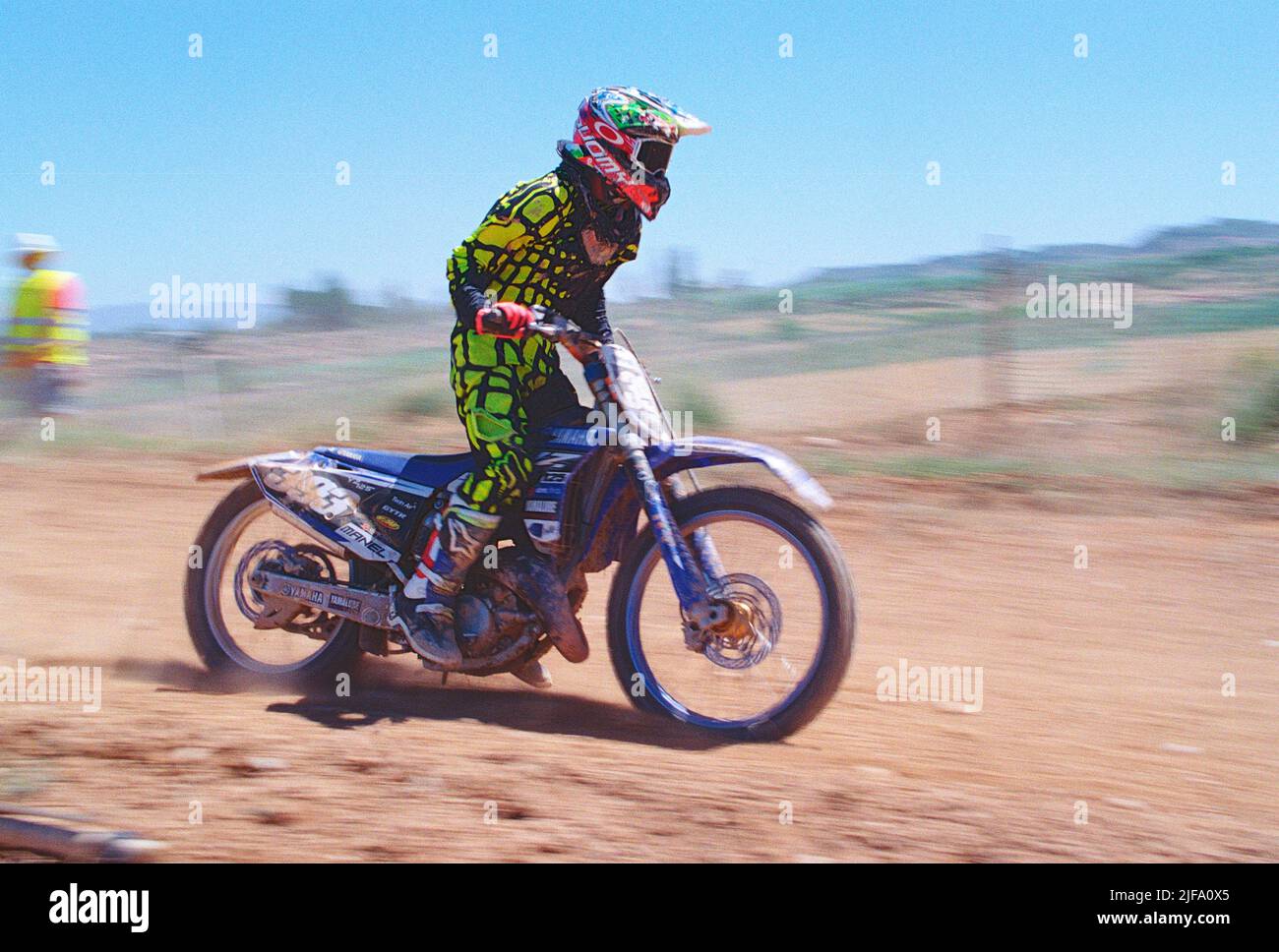 Motocross motor bike running in the track. Yamaha MX Stock Photo - Alamy