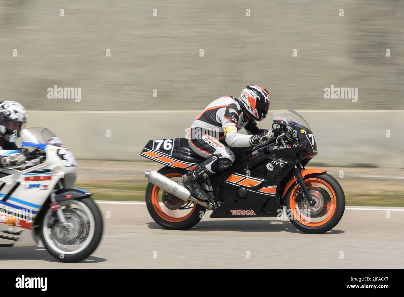 Fast racing motor bike in the track. Yamaha classic Stock Photo - Alamy