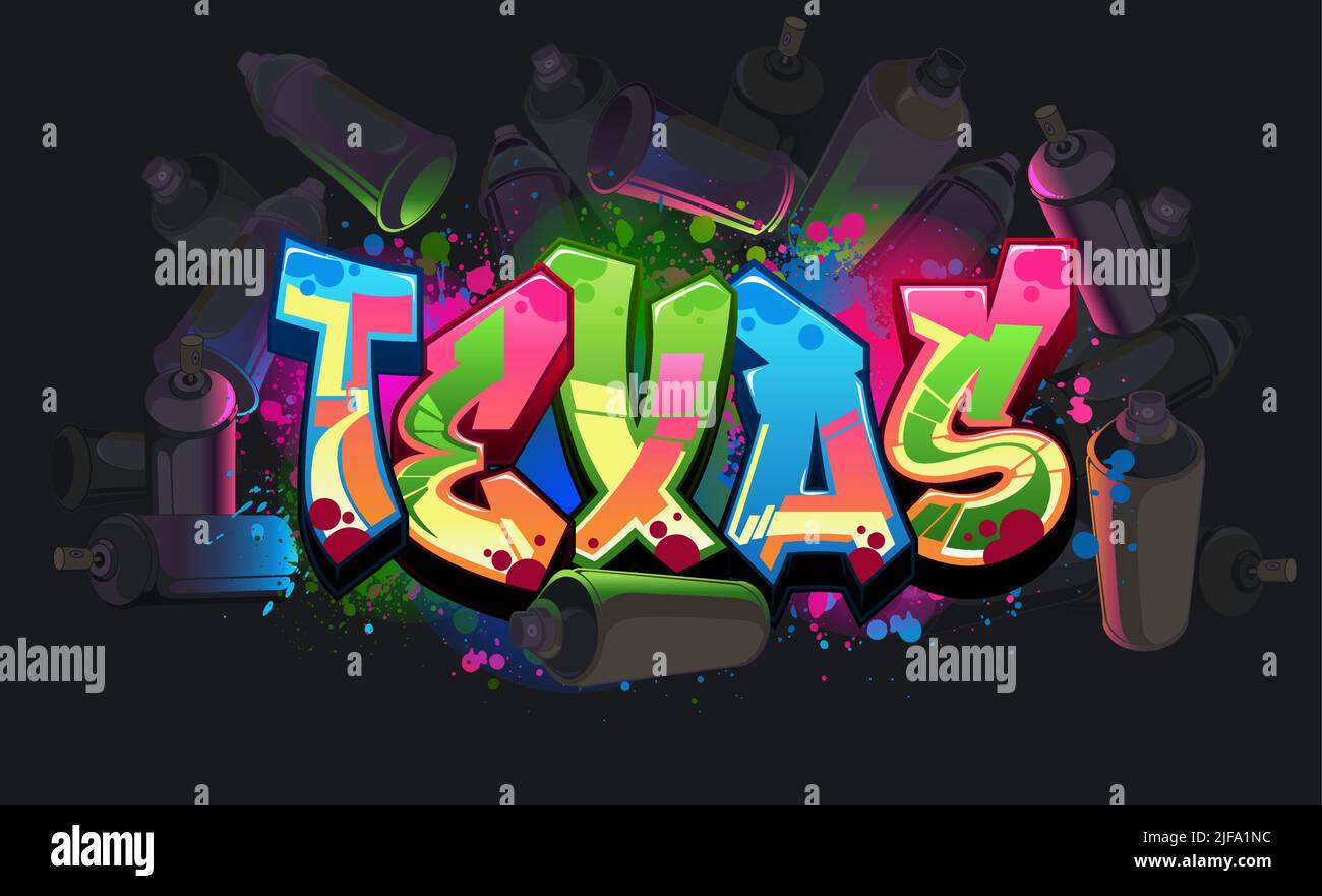 Graffiti Styled Vector Graphics Design - The State of Texas Stock ...