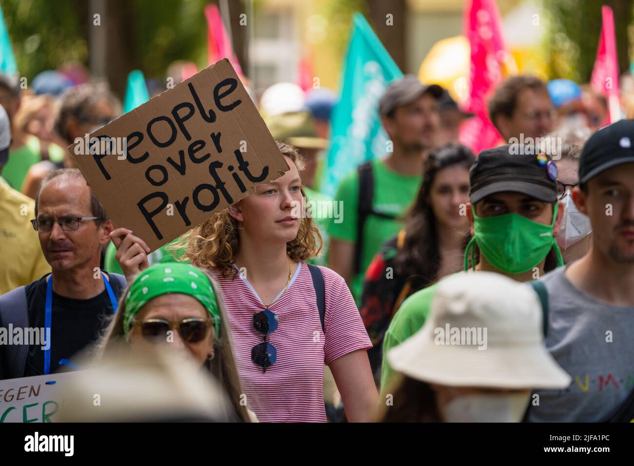 Protesters at the G7 summit demonstration in Munich. Demands for more ...