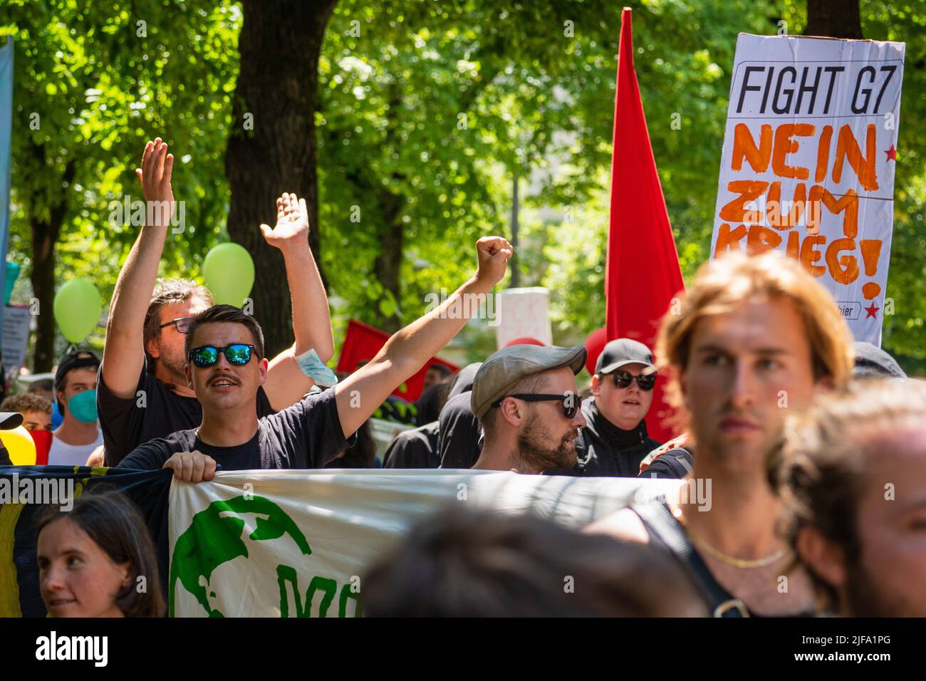 Protesters at the G7 summit demonstration in Munich. Demands for more ...