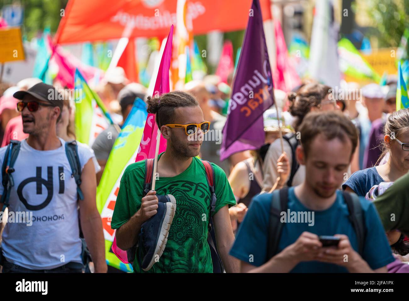 Protesters at the G7 summit demonstration in Munich. Demands for more ...