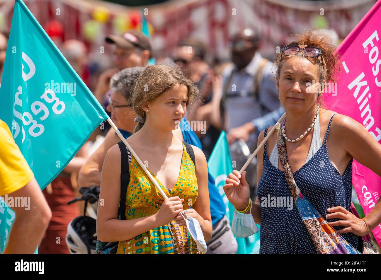 Protesters at the G7 summit demonstration in Munich. Demands for more ...