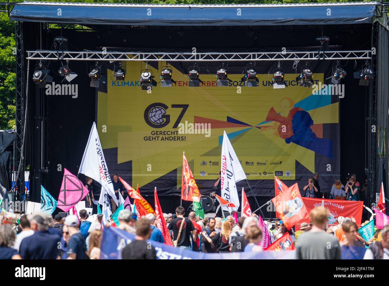 Protesters at the G7 summit demonstration in Munich. Demands for more ...