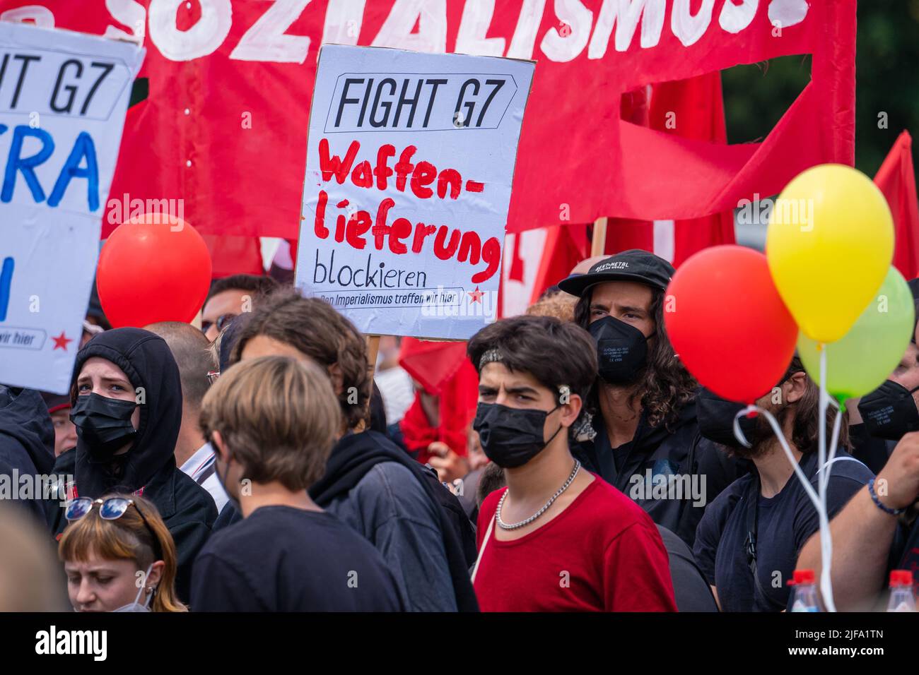 Protesters at the G7 summit demonstration in Munich. Demands for more ...