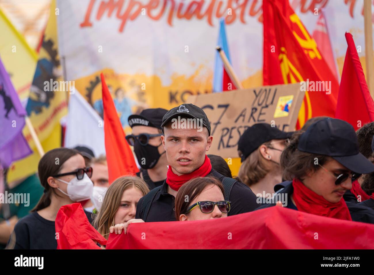 Protesters at the G7 summit demonstration in Munich. Demands for more ...