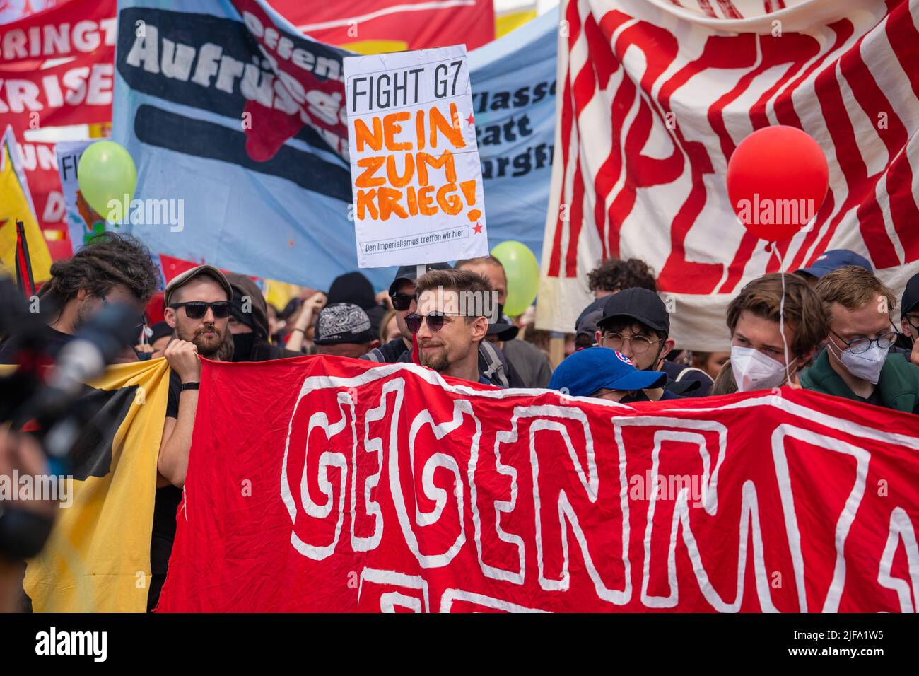 Protesters at the G7 summit demonstration in Munich. Demands for more ...