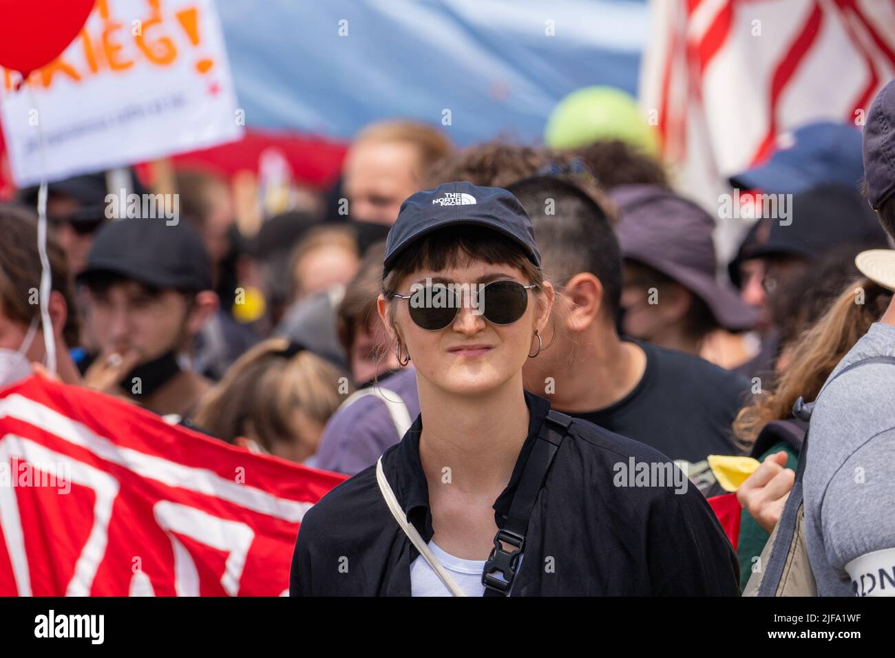 Protesters at the G7 summit demonstration in Munich. Demands for more ...