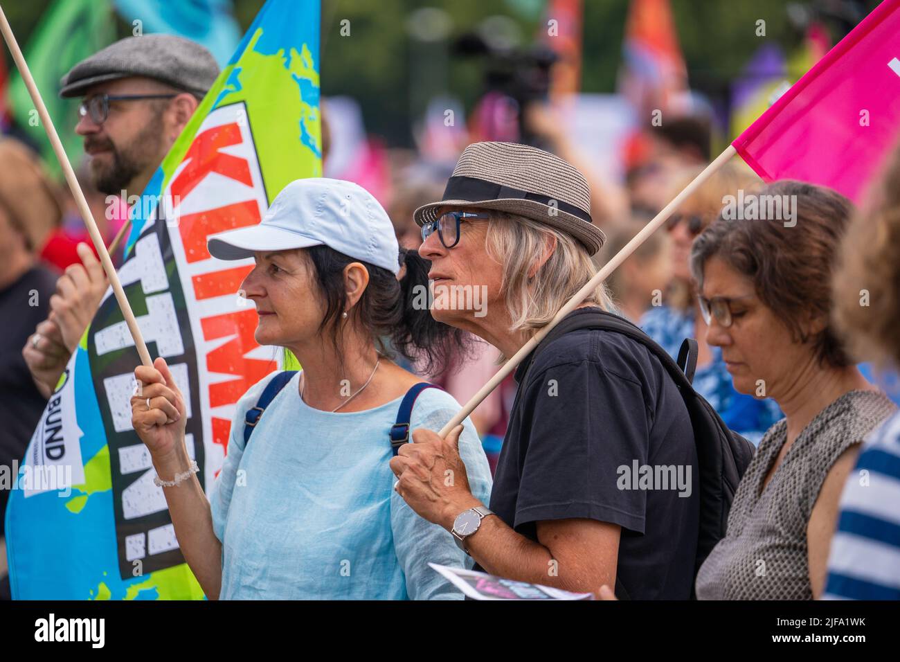 Protesters at the G7 summit demonstration in Munich. Demands for more ...