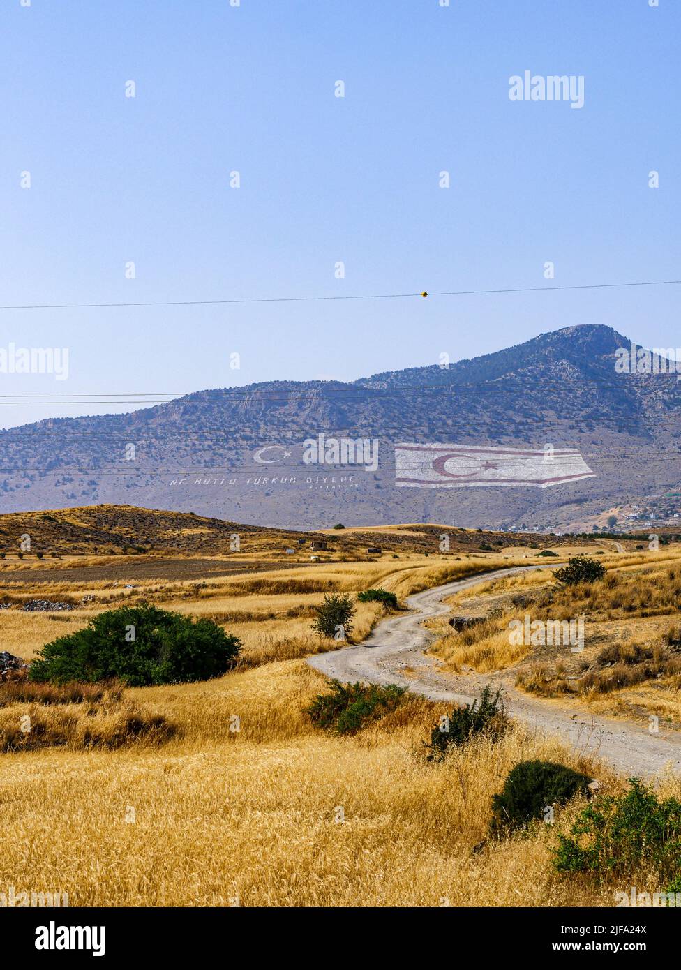 Giant Turkish Republic of Northern Cyprus and nationalist slogan ...
