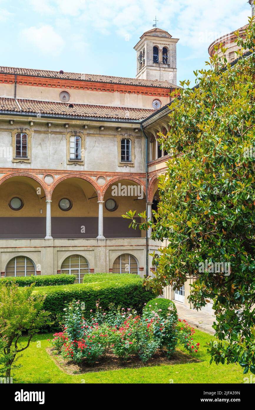 MILAN, ITALY - MAY 19, 2018: It is a cloister of the former medieval ...