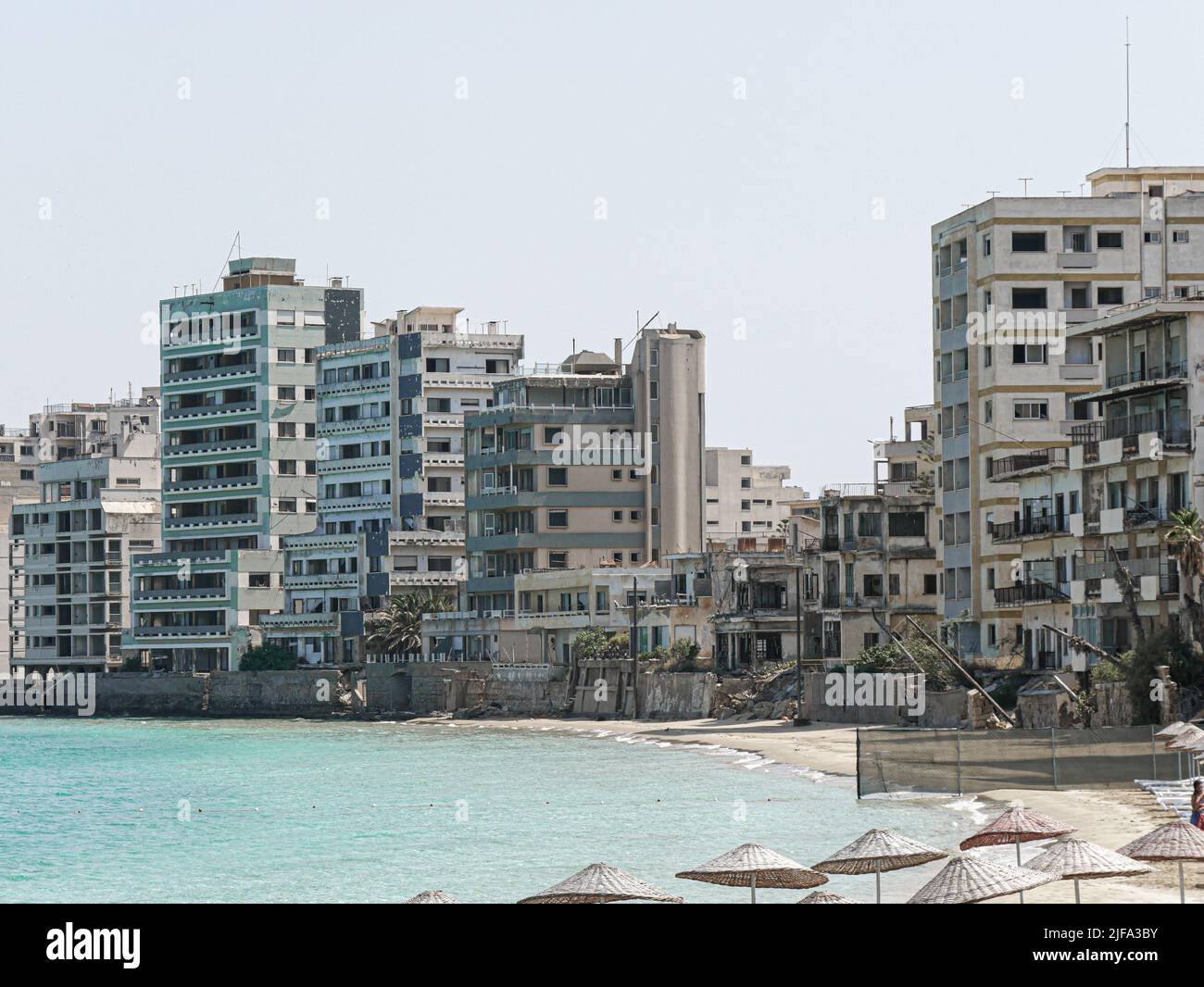 Abandoned ghost town of Varosha (Famagusta) in Northern Cyprus - Beach ...