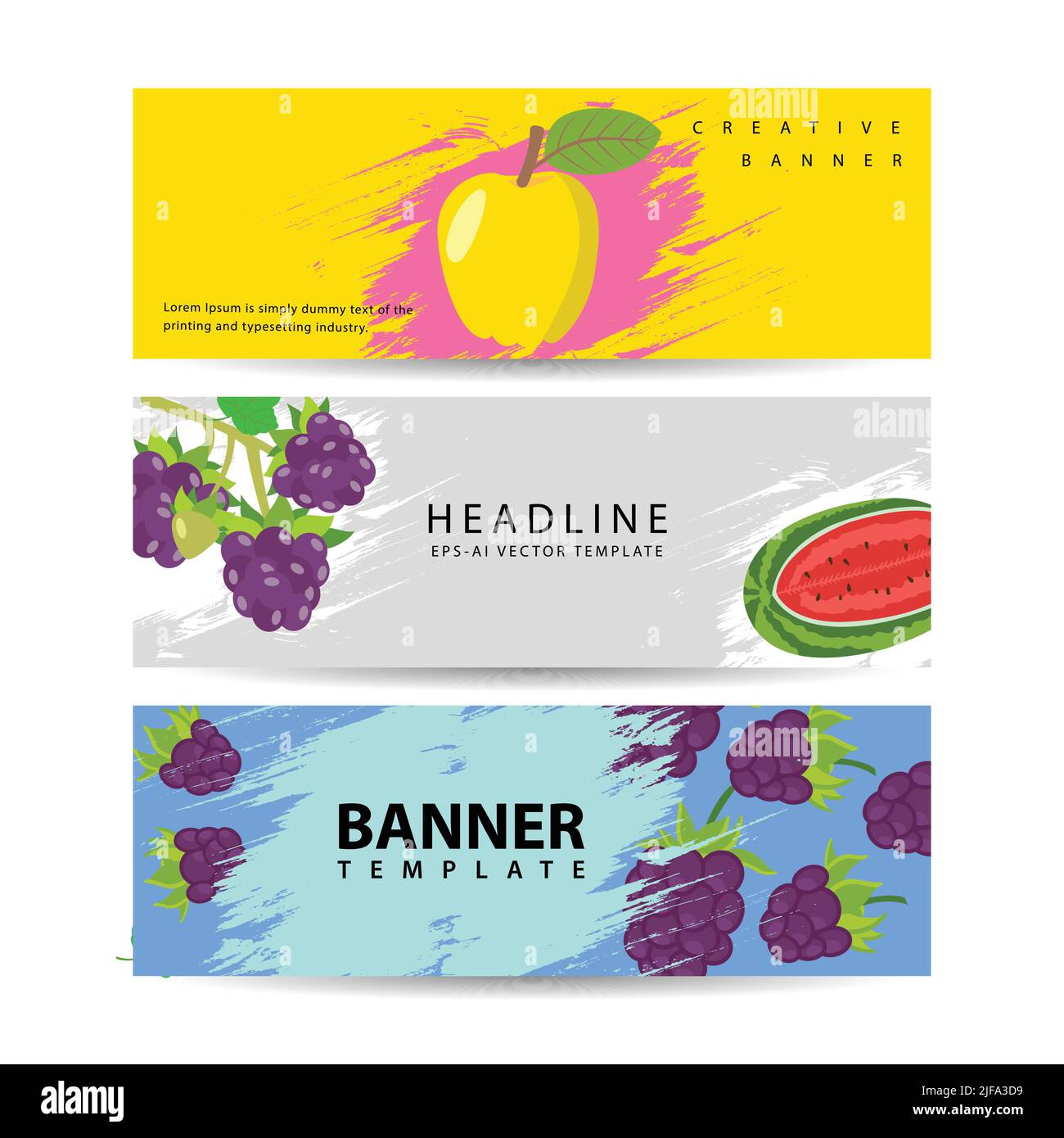 tropical fruit garden and harvest banner.Banner set vector illustration ...
