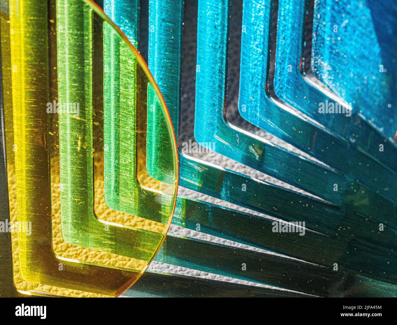 Light show Reflections on metal slats, Baden-Baden, Baden-Wuerttemberg ...