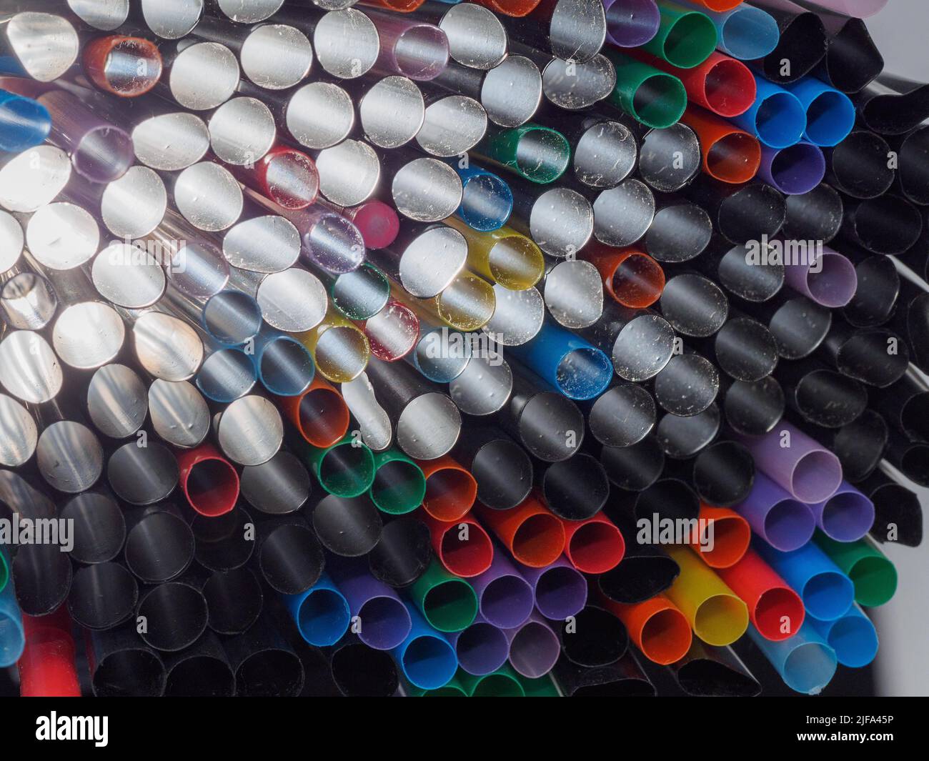 Colourful tubes, drinking straws, close-up, Baden-Baden, Baden ...