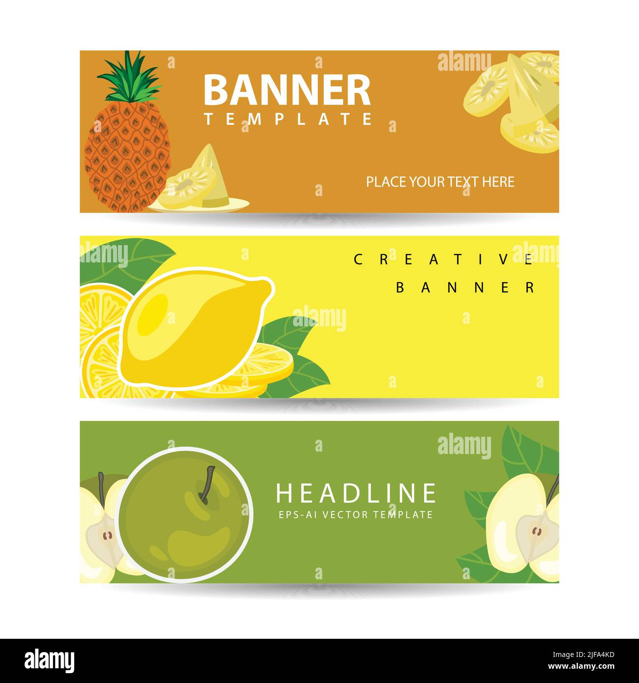 Healthy food banners set.Fresh fruit and vegetable.Vector illustration ...