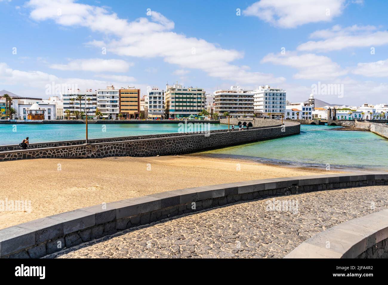 Arrecife cityscape seen from San Gabriel castle, capital city of ...